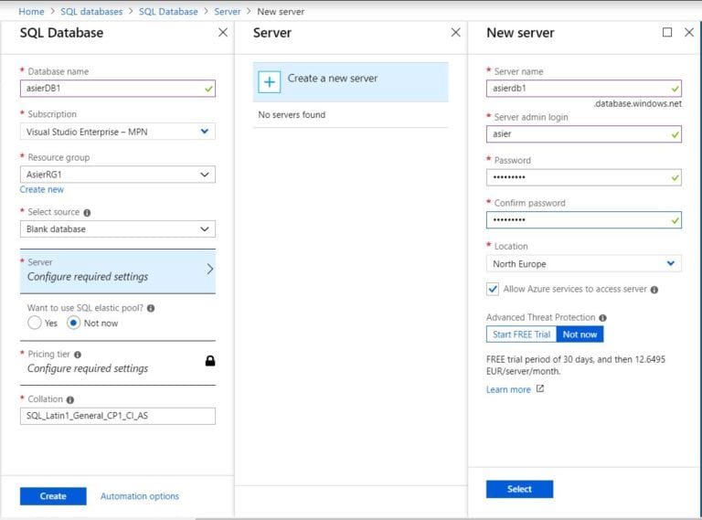Crear una base de datos en SQL en Azure – Azurebrains